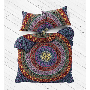 Ramdevcrafts Mudit Crafts Indian Handmade Twin Size 100% Cotton Duvet Cover Sets with Pillow Covers Indian Reversible Duvet Cover Quilt Cover Coverlet Bohemian Doona Cover Handmade 80" x 52"