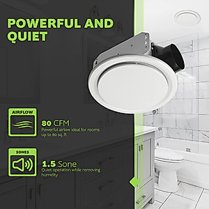 Homewerks 80 CFM Bathroom Exhaust Fan with LED Light and 80 CFM Whisper Quiet Bathroom Exhaust Fan, White