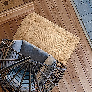 Jute Braid Natural Rug 2X3' Cedar Wood Colour, Hand Woven & Reversible for Living Room Kitchen Entryway Rug,Jute Burlap Braided Rag Rug 24x36 inch,Farmhouse Rag Rug, Rustic Rug,Natural Look Rug