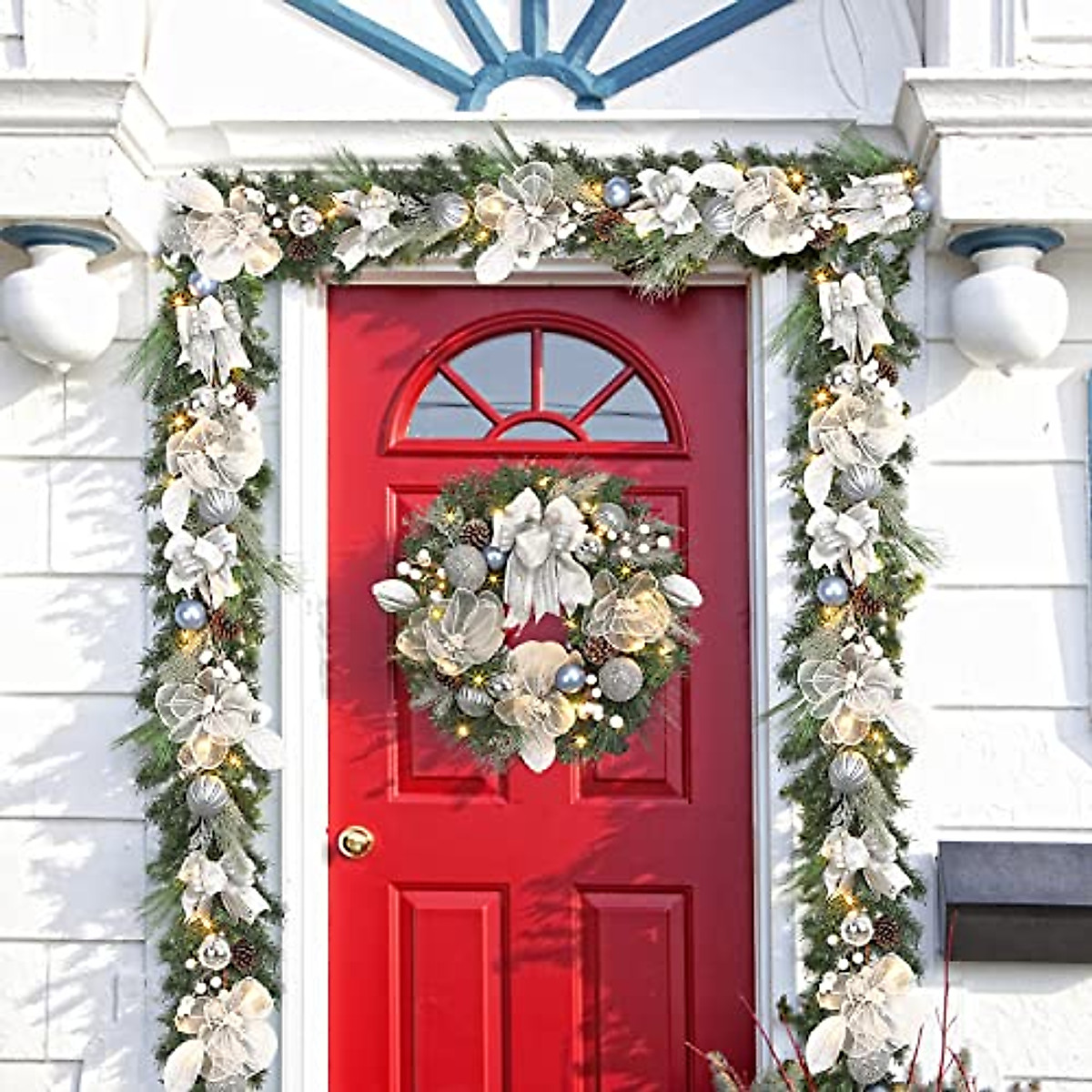 Vofuly prelit Christmas Wreath for Front Door,