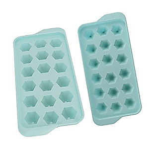 Ice Cube Mold Ice Cube Tray Easy Demoulding Ice Cube Mold Food Grade PP Ice Cube Maker with Lid Cute Ice Cube Tray for Refrigerator Diamond 18 Grids Blue (Diamond 18 grids - blue)