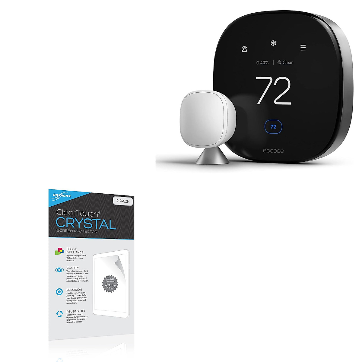 BoxWave Screen Protector Compatible with Ecobee New Smart Thermostat Premium - ClearTouch Crystal (2-Pack), HD Film Skin - Shields from Scratches