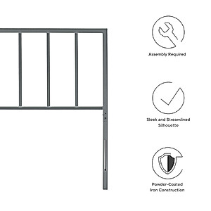 Modway Tatum Modern Farmhouse Metal Queen Headboard in Black