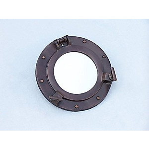 Hampton Nautical Bronze Decorative Ship Porthole Nautical Mirror, 8"
