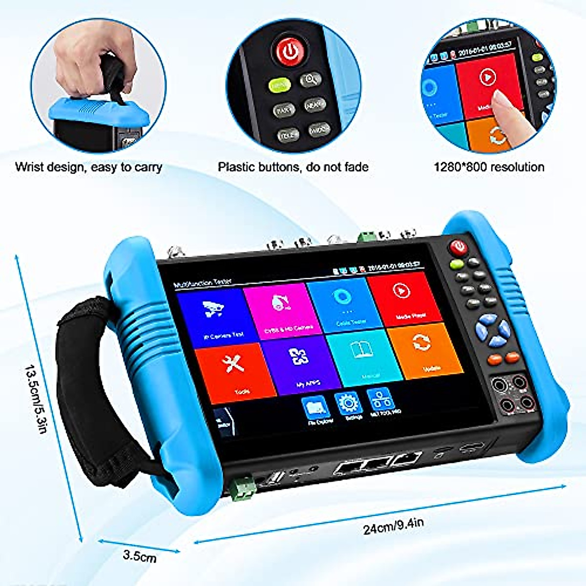 Wsdcam 7 Inch All in One IPS Touch Screen IP Camera Tester Security CCTV Tester Monitor with SDI/TVI/AHD/CVI/TDR/OPM/VFL/POE/4K H.265/1080p HDMI in&Out/Firmware Upgraded 9800MOVTSADH-Plus