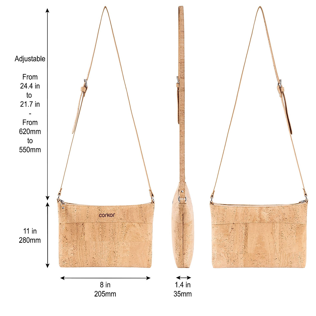 Corkor Cork Purse – Cork Handbags for Women, Vegan Crossbody Bag Cruelty Free Natural