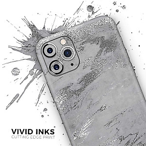 Design Skinz Dark Silver Marble Swirl V9 - DesignSkinz Protective Vinyl Decal Wrap Skin Cover Compatible with The Apple iPhone 7 (Full-Body, Screen Trim & Back Glass Skin)