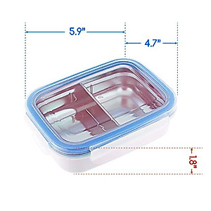 Innobaby Keepin' Fresh Stainless Steel Divided Bento Snack Box with Lid for Kids and Toddlers BPA Free, 11 oz., Blue