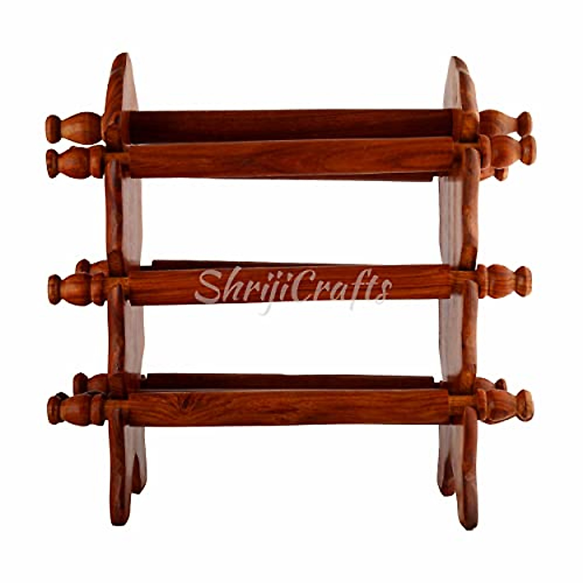 Ortus Handmade Sheesham Wood 8 Rods with 6 Holding Wooden Rods Bangle Holder Stand 13.5 x 3.5 x 12 Inches - Brown