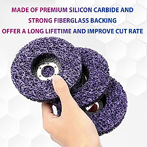LotFancy Stripping Disc, 6PCS 4 1/2” x 7/8” Quick Easy Strip and Clean Discs, Paint and Rust Remover Stripper for Angle Grinder, Silicon Carbide Abrasive Wheel for Wood Metal Fiberglass, Purple