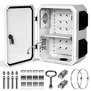 LyteSolar Outdoor Electrical Box,Cold-Rolled Steel Plate,IP66 Waterproof Outdoor Electrical Enclosure Box,2-Layer Painted,Ventilation Design(15.7" x 11.8" x 7.9")