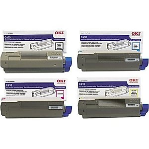 OKI Toner Set for C610 Series Printers. Full Set of 4 Genuine OKI Toner Cartridges. 44315301 Yellow, 44315302 Magenta, 44315303 Cyan, 44315304 Black. Type C15 - 6K Yield on colors, 8K Yield on Black