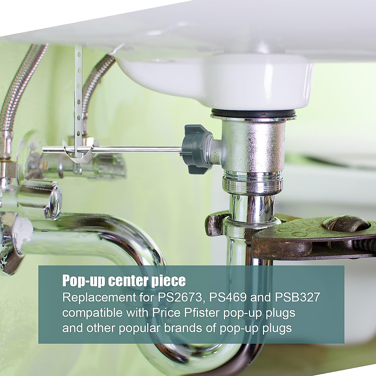 2pcs Lavatory Pop Up Center Piece Assembly, Bathroom Drain Sink Parts Pivot Ball Rod Replacement Compatible with Price Pfister Pop Up Stopper and Other Popular Brands Replacement for PS2673