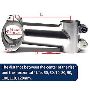 Chestnut-YX Titanium Bicycle Stem Bike Stem 25.4mm/31.8mm 5 Degree Bike Handlebar Stem for Mountain Bike Road Bike BMX MTB,Stem X Length 50/60/70/80/90/100/110/120mm (31.8mm, 60mm)