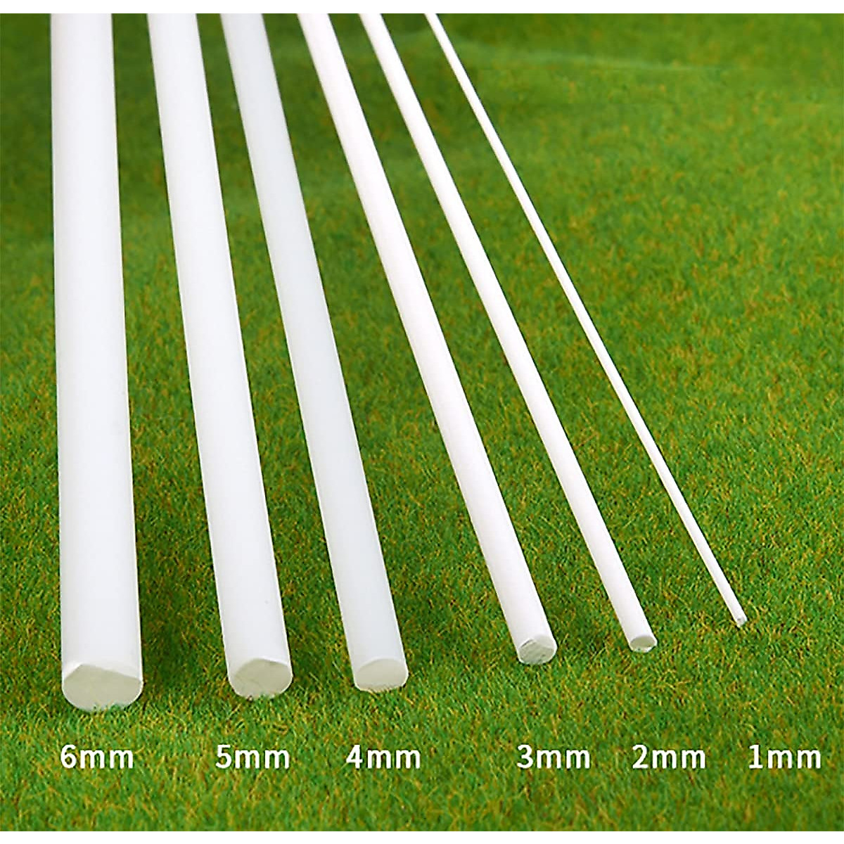 10Pcs White Plastic Rods Round Solid Bar DIY Model Material ABS Round Stick for DIY Sand Table Model, DIY Toys Doll House, DIY Scene Making, Building Making, Length 250mm, Diameter 1mm to 6mm Option