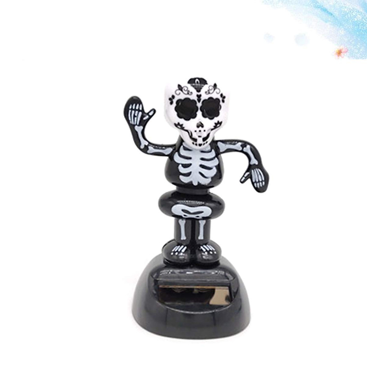 Amosfun 2pcs Halloween Solar Bobble Skeleton Shaking Head Dancing Toy Figurines Car Dash Board Decorations Halloween Party Favors Gifts