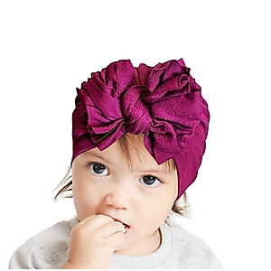 Bestjybt 6 Pcs Baby Turban Knot Hats Infant Toddler Hospital Hat Cotton Head Wrap (Big Bow) Multicolor