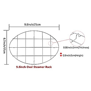 TamBee 9.8x6.7 Inch Oval Roasting Cooling Rack 304 Stainless Steel Baking Broiling Rack Cookware 0.8 Inch heigh Thick Version 2PCS