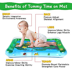SUNSHINE-MALL Dinosaur Baby Water mat, Tummy Baby Toys, Inflatable Play Mat Water Cushion Baby Toys, Fun Early Development Activity Play Center for Newborn (70x 50 cm)