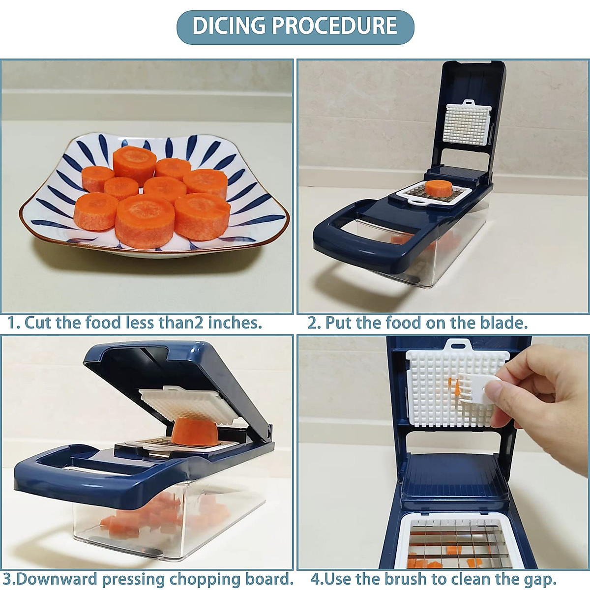 Vegetable Chopper,Onion Chopper,Multi-functional Food Slicer with Large Container,Black Adjustable Vegetable Cutter with draining basket Stainless steel blade,Safe Removable Blades for Easy Cleaning