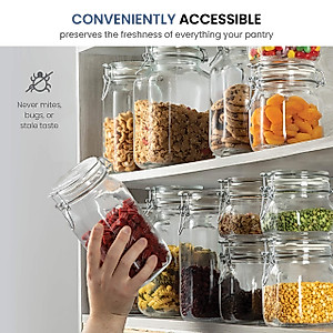 Bormioli Rocco - Food Storage Container - Glass Fido Jars - Hermetic Sealed Hinged Airtight Lid for Fermenting, With Paksh Chalkboard Labels 67 3/4 Ounce (2 Liter)