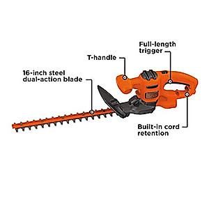 BLACK+DECKER Electric Hedge Trimmer, 16-Inch (BEHT100)