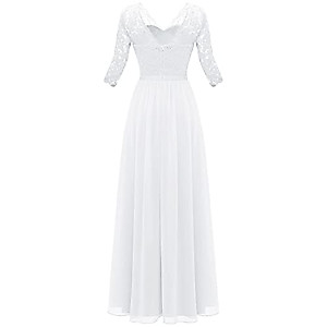 Summer Dresses for Women 2022, Double Layered Dress Hawaiian Dresses Luau Long White Boho Maxi Dress Ladies Temperament Sleeve Casual Lace Stitching Solid Color Dress New Mexican (L, White)