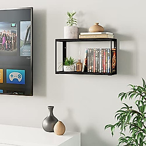 Wallniture Roca Floating Shelves for Living Room Wall Decor, 17"x6" Bathroom Organization & Storage Shelves, 2 Tier Oganizer for Home Office, Bedroom Decor, Black