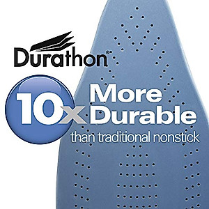 Hamilton Beach Steam Iron & Vertical Steamer for Clothes with Scratch-Resistant Durathon Soleplate, 8' Retractable Cord, 3-Way Auto Shutoff, Anti-Drip, 1800 Watts, Silver and Blue