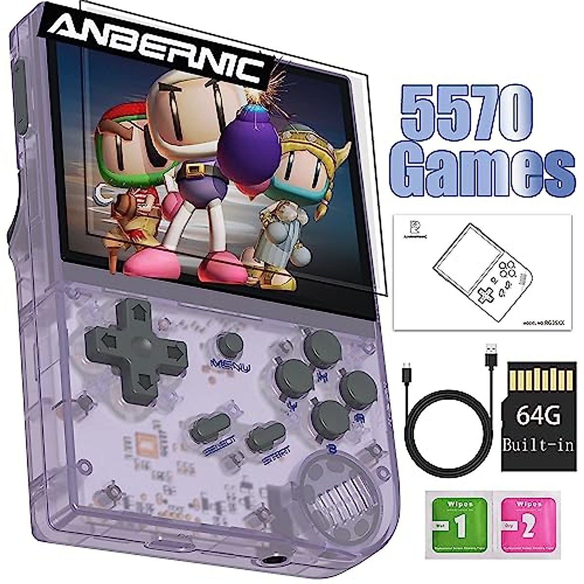 RG35XX Linux Handheld and Garlic Handheld Game Console 3.5'' IPS Screen, 35xx with a 64G Card Pre-Loaded 6900 Games, RG35X Supports HDMI and TV Output 2600mAh Battery