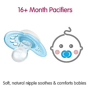 MAM Variety Pack Baby Pacifier, 16+ Months, Includes 3 Types of Pacifiers, Nipple Shape Helps Promote Healthy Oral Development, 3 Pack, 16+ Months, Unisex