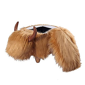 GIA Kids Ottoman with Storage, Foot Stand and Wooden Legs, MacGregor Highland Cow, Brown