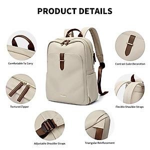 GOLF SUPAGS Laptop Backpack Purse for Women Fits 14 Inch Notebook Casual Daypack Work Travel College Bookbag Fashion Computer Bag (Apricot, 14 Inch)