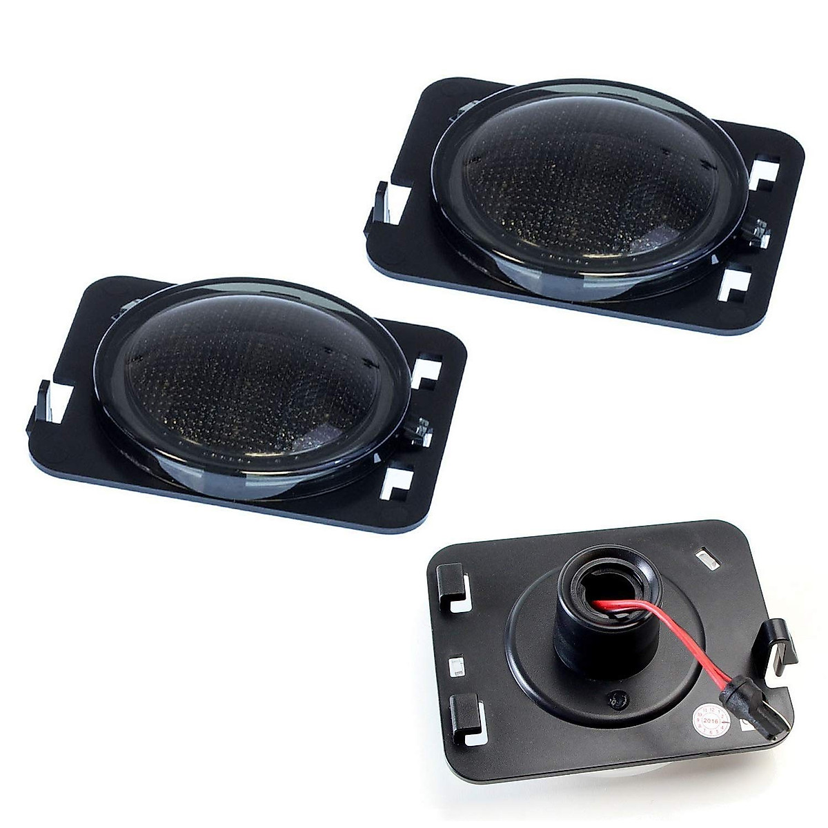 iJDMTOY Smoked Lens White Full LED Front Fender Flare Side Marker Light Kit Compatible With Jeep 2007-2017 Wrangler JK, Replace OEM Amber or Clear Sidemarker Lamps