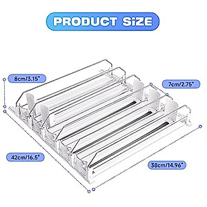 LAKIX Drink Organizer for Fridge, Self-Sliding soda Can Dispenser for Refrigerator and Adjustable Width, 12oz to 20oz holds 25+ Cans(5 Rows, 38 CM)