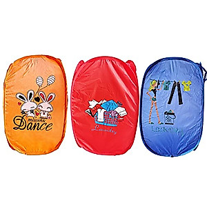 3PCS Mesh Popup Hamper-Foldable Lightweight Basket for Washing-Durable Clothing Storage for Kids Room,Students College Dorm,Home,Travel and Camping-Pop-up Clothes Hamper（Match 7）