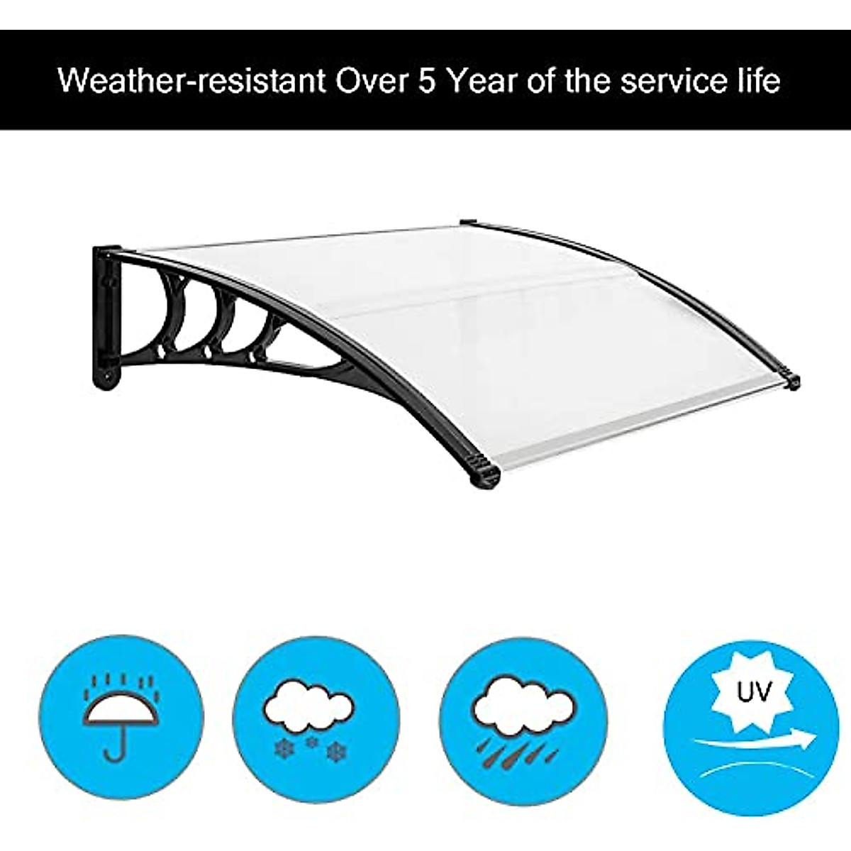 Choies 40" x 40" Window Awning Polycarbonate Door Canopy Cover Outdoor Patio Front Door Garden Awning Canopy UV Rain Snow Sunlight Protection One Piece Hollow Sheet (White)