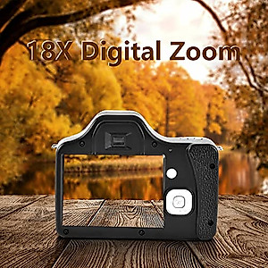 Digital Camera for Photography, Point and Shoot Camera Vlogging Camera, 2.4k Ultra HD Mini Digital Camera for Kids with 3" LCD 18x Digital Zoom, for Teens, Adult, Beginners (Black)