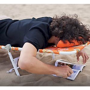 SUNNYFEEL Lounge Beach Chair for Adults with Face Hole, Backpack Reclining Beach Chairs Lay Flat, Sun Face Down Tanning Chair, Portable Folding Camping Cot for Outside Pool, Sunbathing, Reading