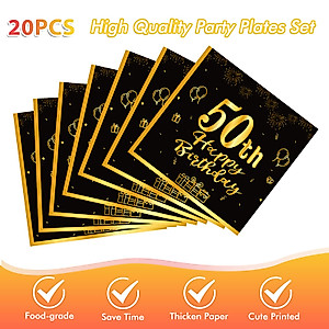 Juhap 41Pcs 50th Birthday Decorations Back in 1973 50th Wedding Anniversary Decorations for Men Women 50 Years Theme Party Supplies Tableware Set Includes Plates Napkins and Tablecloth, Service for 20