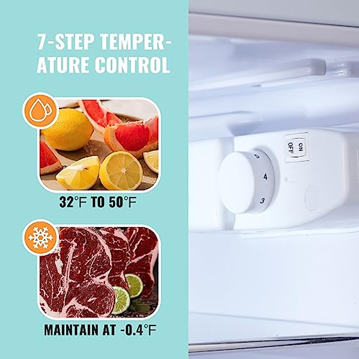 WANAI Compact Mini Refrigerator 3.5 Cu.Ft Small Refrigerator with Freezer, Retro Mini Fridge with Dual Door,7 Adjustable Thermostat, Adjustable Shelves For Dorm, Office Bedroom,Black