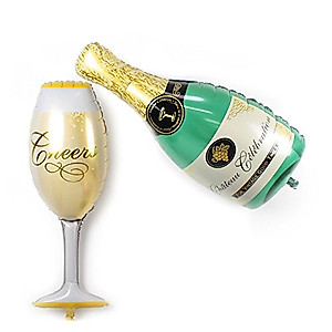 Fecedy Aluminum film Champagne Bottle and Goblet Hydrogen Balloons for Party Decoration