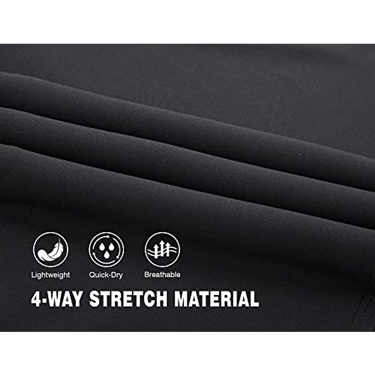 Rdruko Men's Casual Pants Lightweight Breathable Quick Dry Hiking Running Active Sports Trousers(Black, US L)