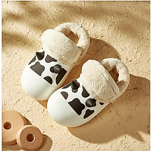 Yooname Cute Cartoon Cow Animals Boot Slipper With Kids,Fluffy Warm Soft Fall Winter Home Slippers For Indoor Outdoor,Christmas Gift For Girls Boys Kids