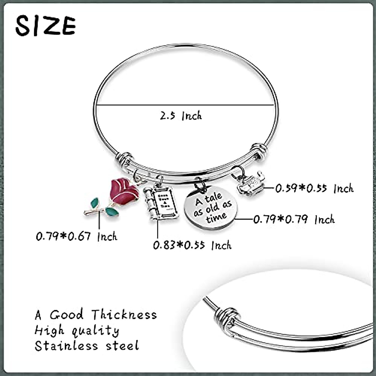 HELAN Beauty And The Beast Gift Inspirational Bracelet A Tale As Old As Time Beauty And The Beast Fans Gift Princess Belle Bracelet Wedding Gift (A Tale As Old-BR1)