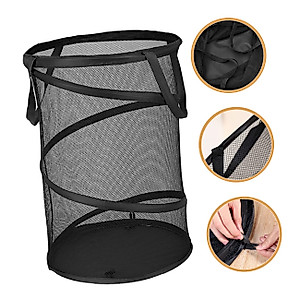 HOMSFOU Folding Laundry Basket Collapsible Laundry Hamper Folding Clothes Mesh Laundry Hamper Folding Sundries Organizer Clothes Basket Black Laundry Basket Laundry Mesh Basket Laundry Bag