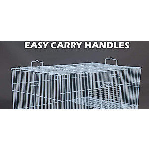 3-Levels Ferret Chinchilla Sugar Glider Rats Animal Chew Free Cage 24" L x 16" W x 24" H with 3/8-Inch Wire Cross Metal Shelves and Ladders