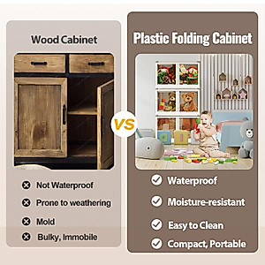 YARWAYER Closet Organizers and Storage - Foldable Storage Cabinet with Lids and Wheels Large Stackable Plastic Storage Bins with Safety Latching Doors Storage Boxes for Home,Toys,3 Pack