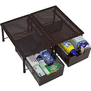 Simple Houseware Stackable Cabinet Basket Drawer Organizer, Bronze