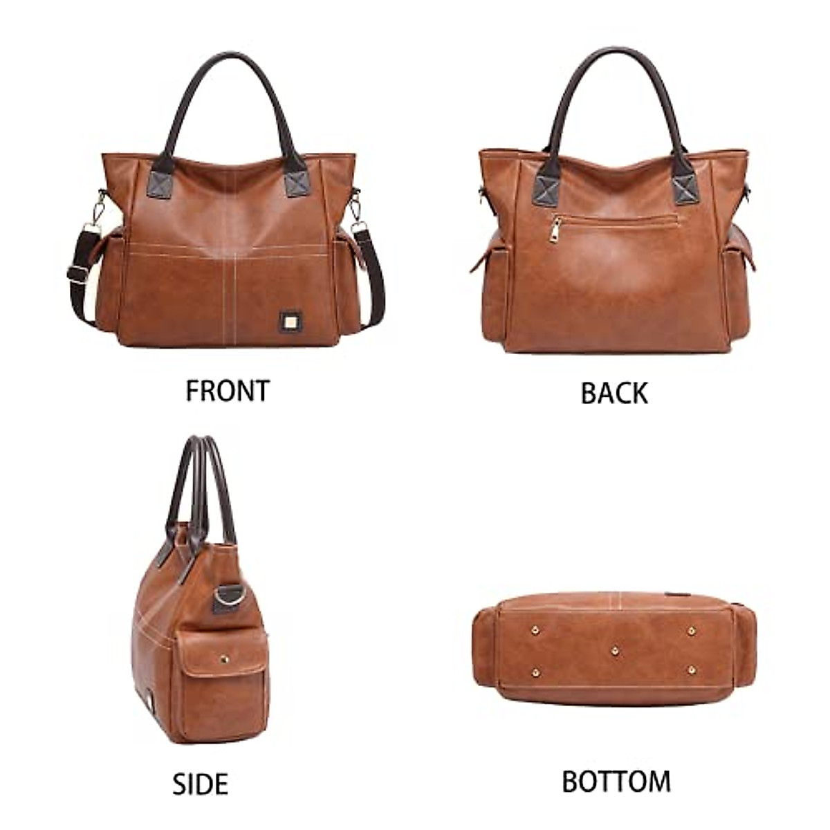 Women Top Handle Satchel Handbags Large hopo Purses Faux Leather Tote Bag School Shoulder Bag with External Pocket (red)